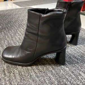 Shoes | Black Leather Ankle Boots With Chunky Heel Size 37 | Poshmark